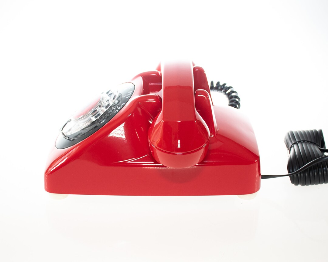 Vintage Rotary Dial Phone in Deep Red & Black Accent With - Etsy