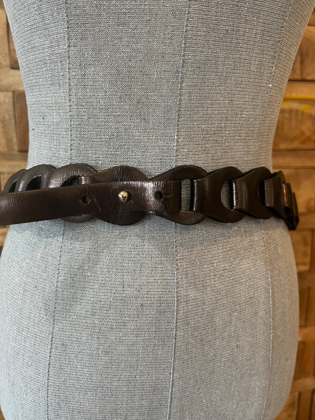 Vintage Copper, Brown Faux, Leather Loop Belt - Etsy