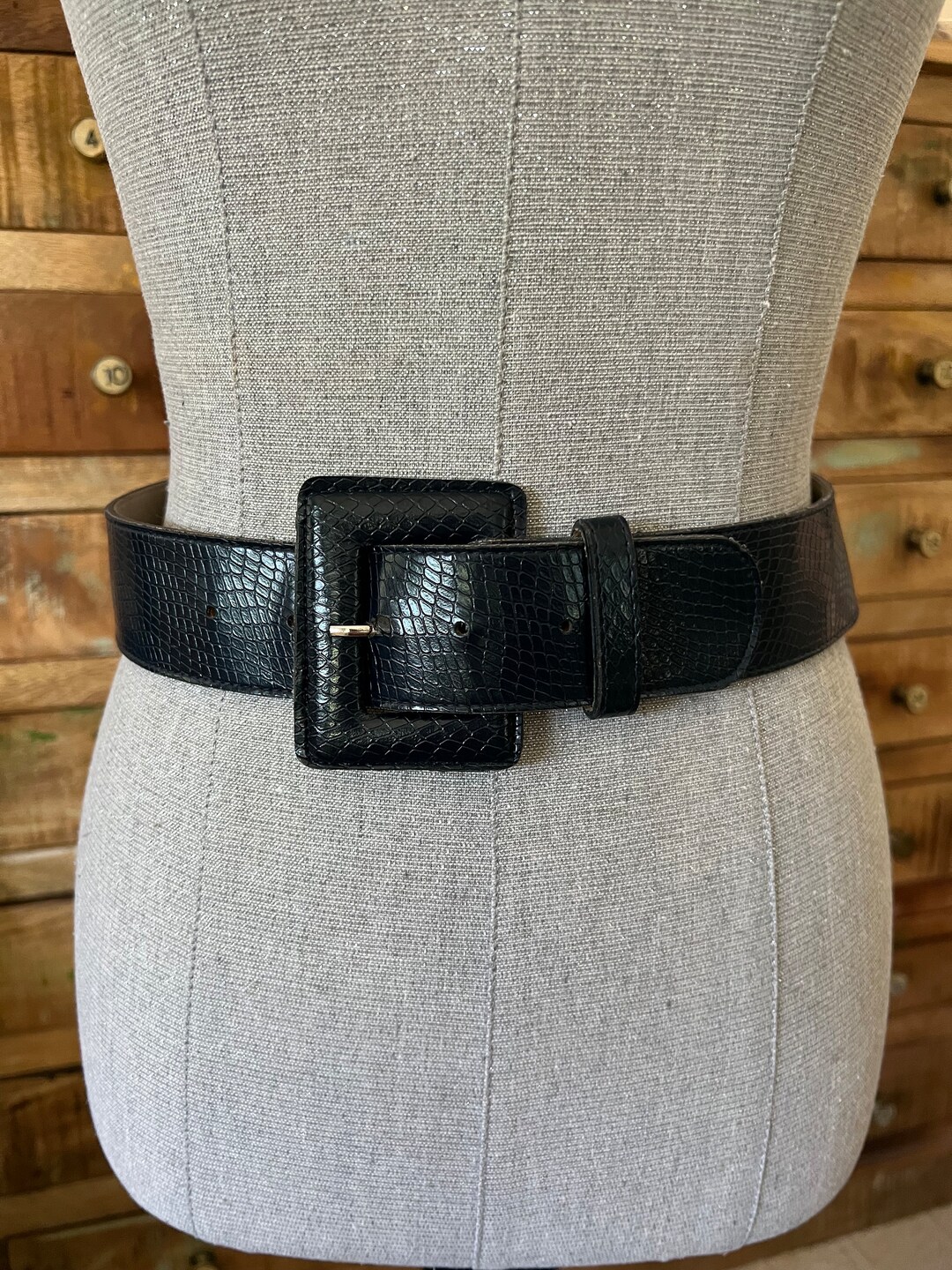 Navy Blue Snake Embossed Vintage Curved Wide Waist Belt - Etsy UK