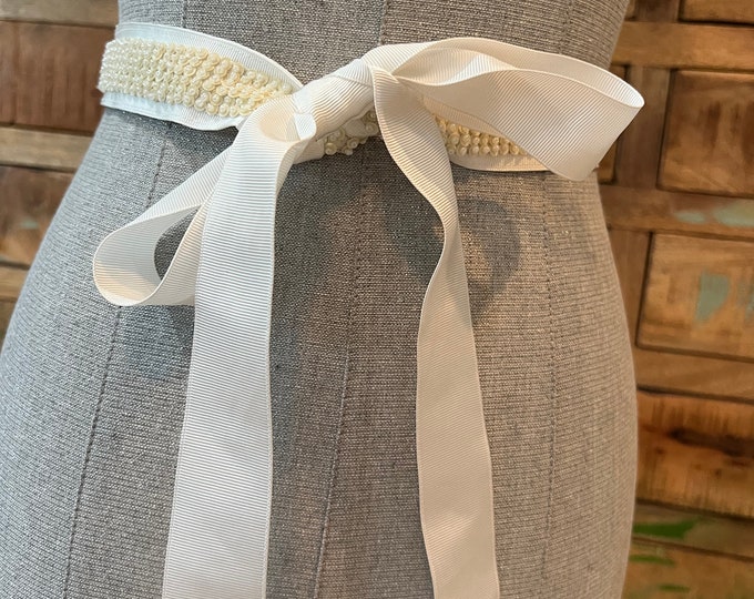 Tulle Bow Bridal Sash, Ivory Flower Beaded Lace Sash Belt, Wedding Sash ...