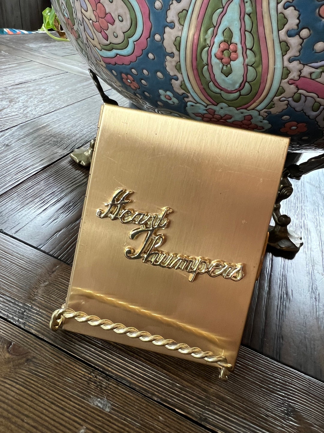 Vintage 50s/60s Gold “heart Thumpers” Metal Photo Card Case - Etsy