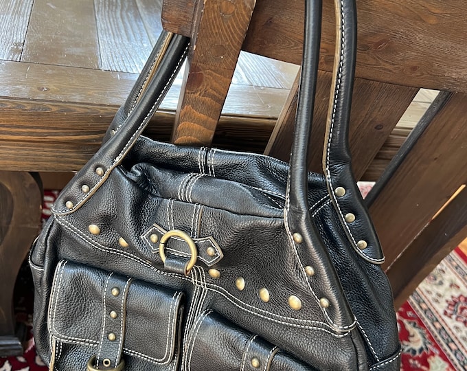 Vintage Hype Large Black Leather Western Style Handbag - Etsy