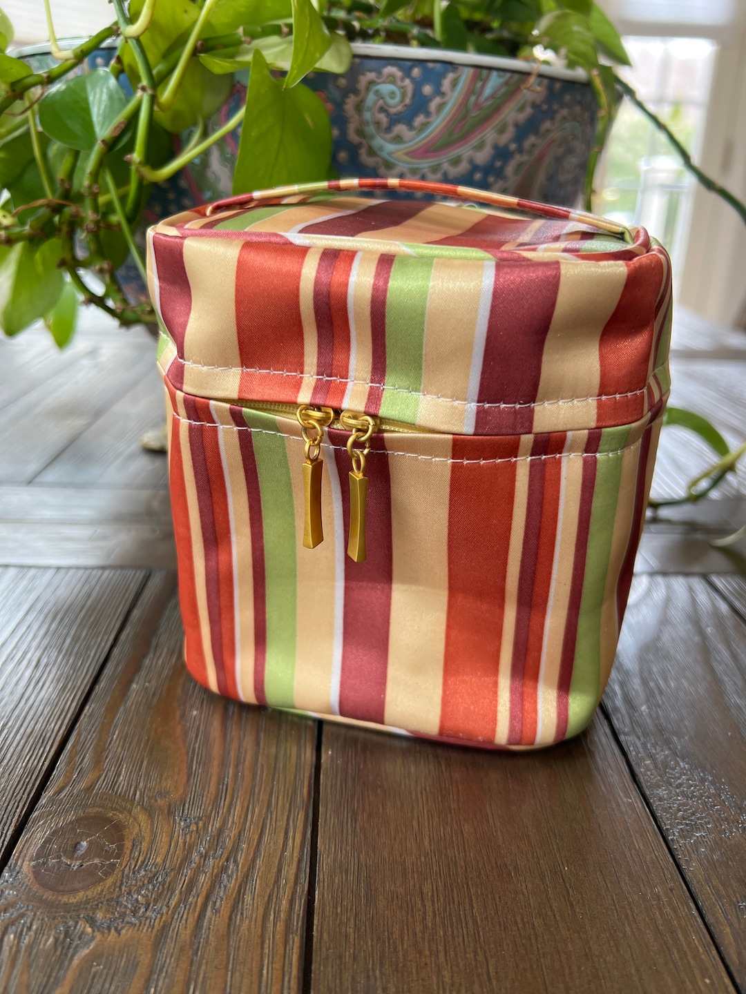 Satin Stripe Adorable Double Zipper Mini Travel Case - Etsy