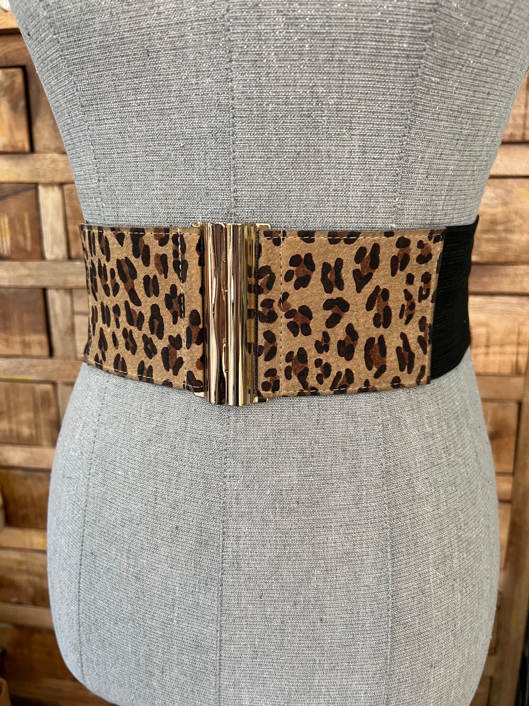 Vintage Bebe Leopard Print Wide Stretch Waist Belt - Etsy