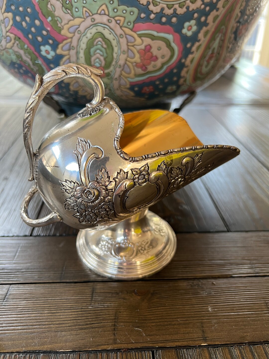 Vintage Raimond Sugar Scuttle Victorian Pedestal Silver Plate & Copper ...