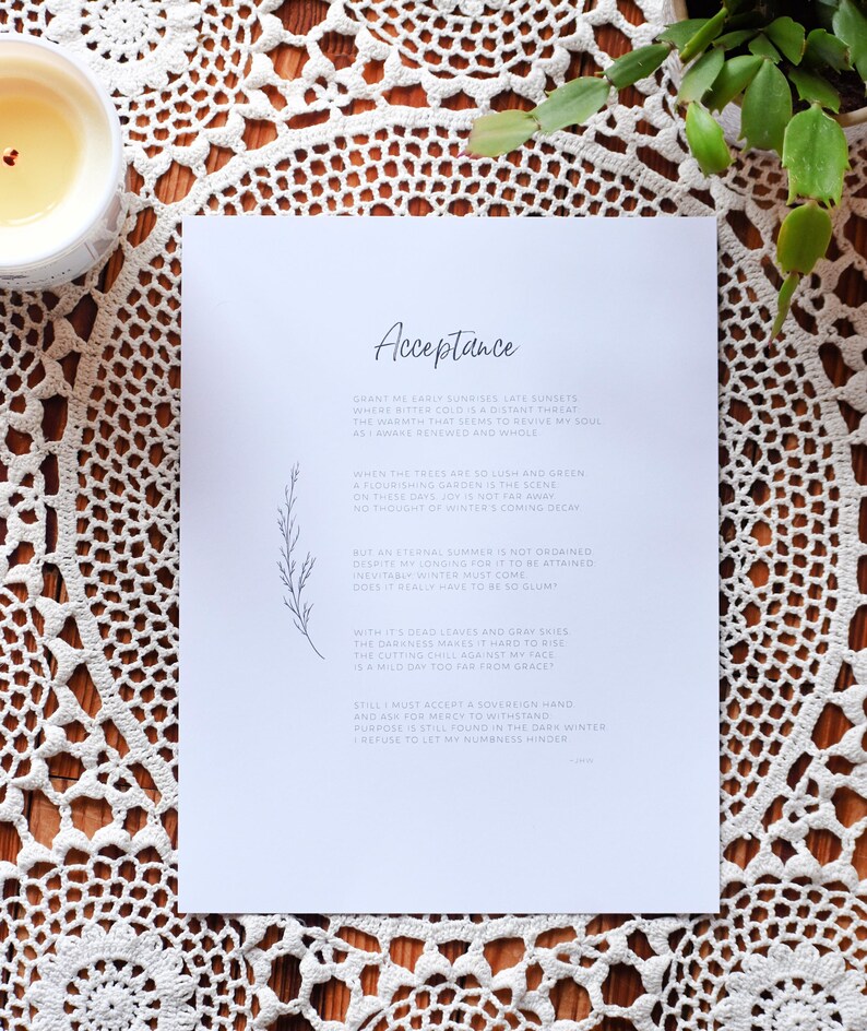 Poetry Printable - Original Poetry Acceptance - Floral Stem - Etsy