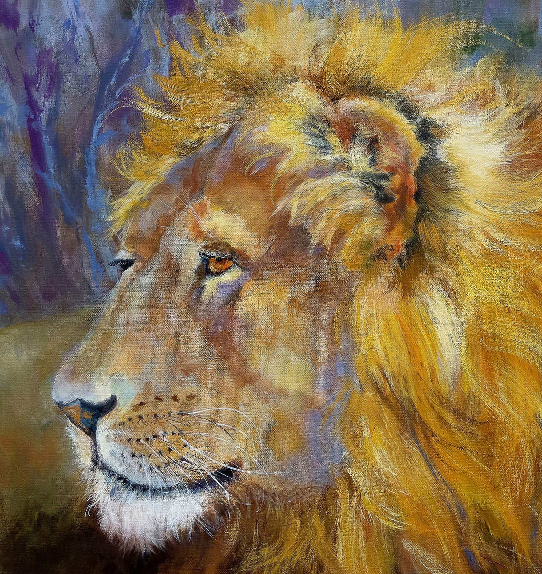 Original LION Oil Painting,lion Print,lion Original Art,lion Wall Art ...