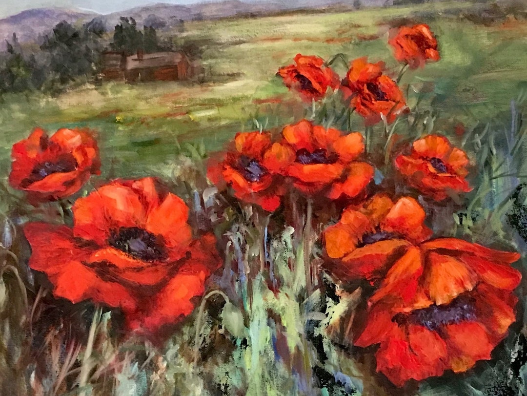 Red Poppy Original Print,poppy Ptg,poppy Print,red Poppy Print,poppy ...