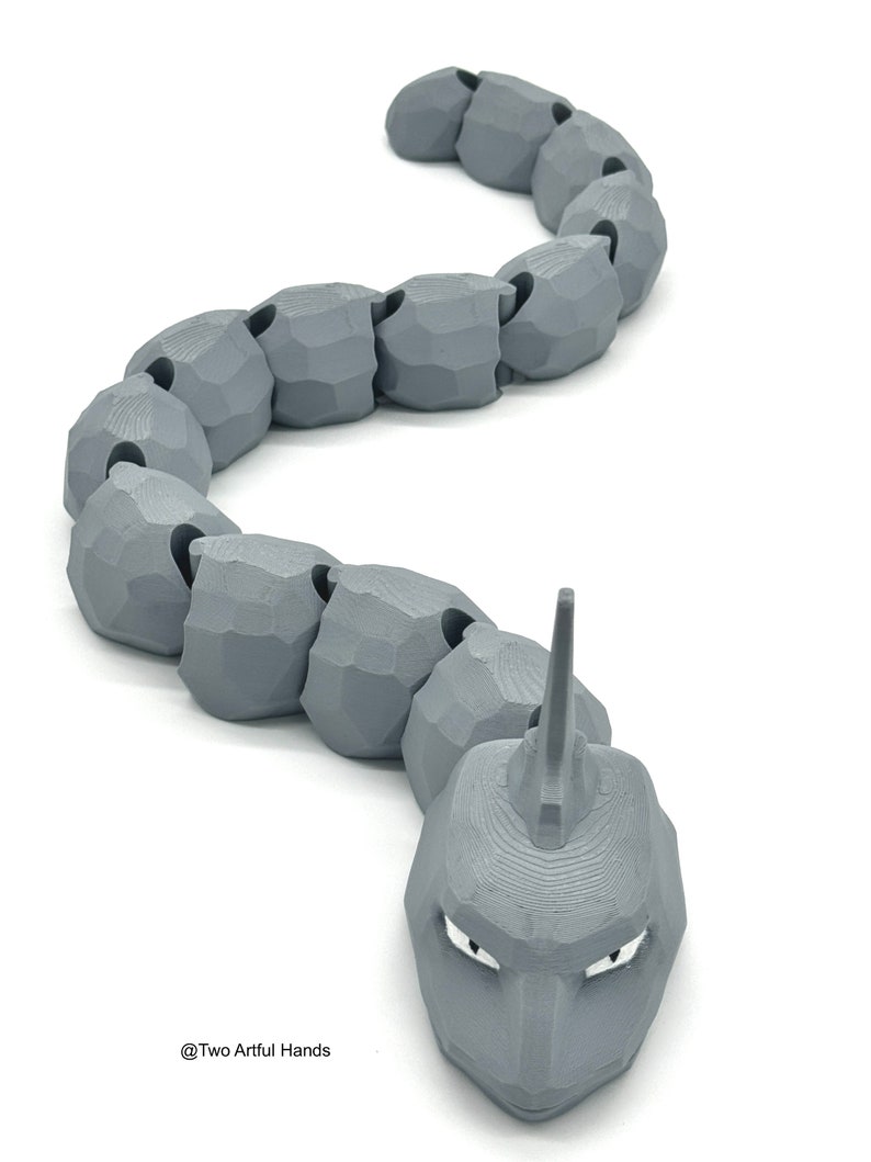 3D Printed 24 Onix Pokemon Articulated Toy Flexible Fidget Snake Statue ...