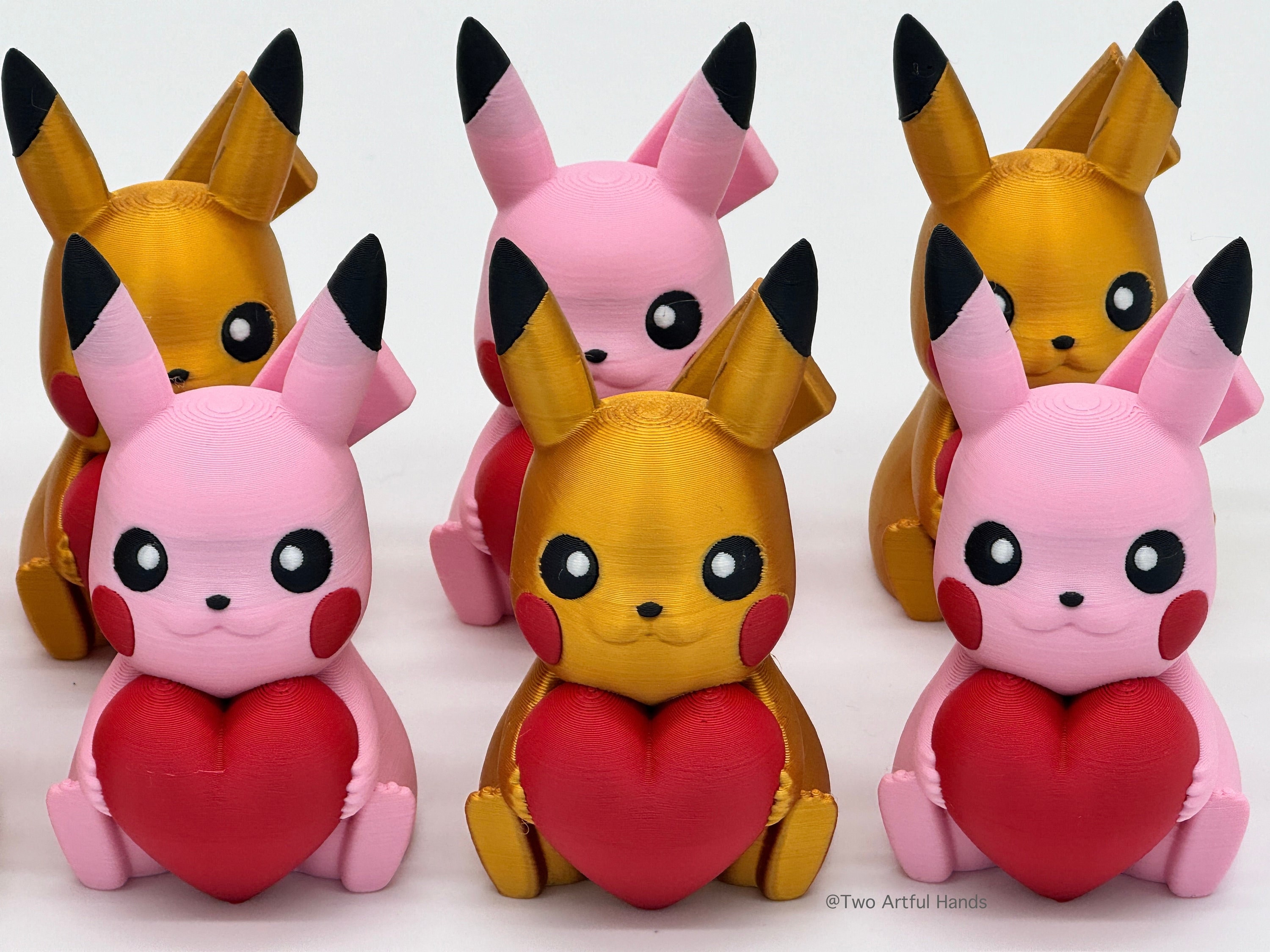 Pokemon Pikachu 3D Printed 3 Anime Toy Fidget Desk Decor Pika Red Heart ...