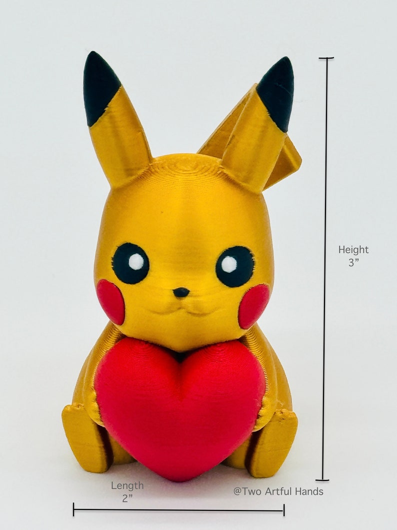 Pikachu Valentine’s Day 3" Figure || Anime Toy Desk Decor Pika Red ...