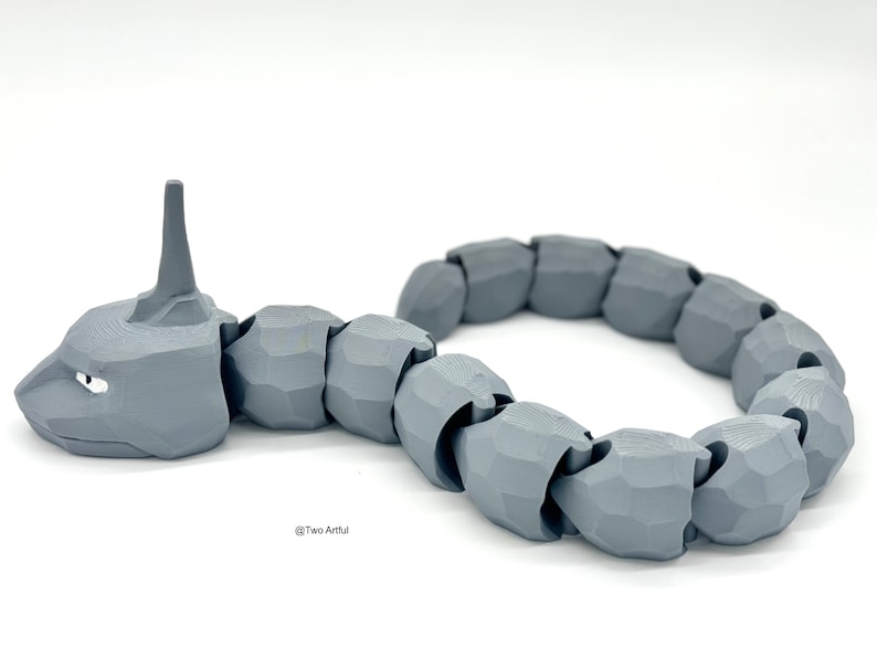 3D Printed 24 Onix Pokemon Articulated Toy Flexible Fidget Snake Statue ...