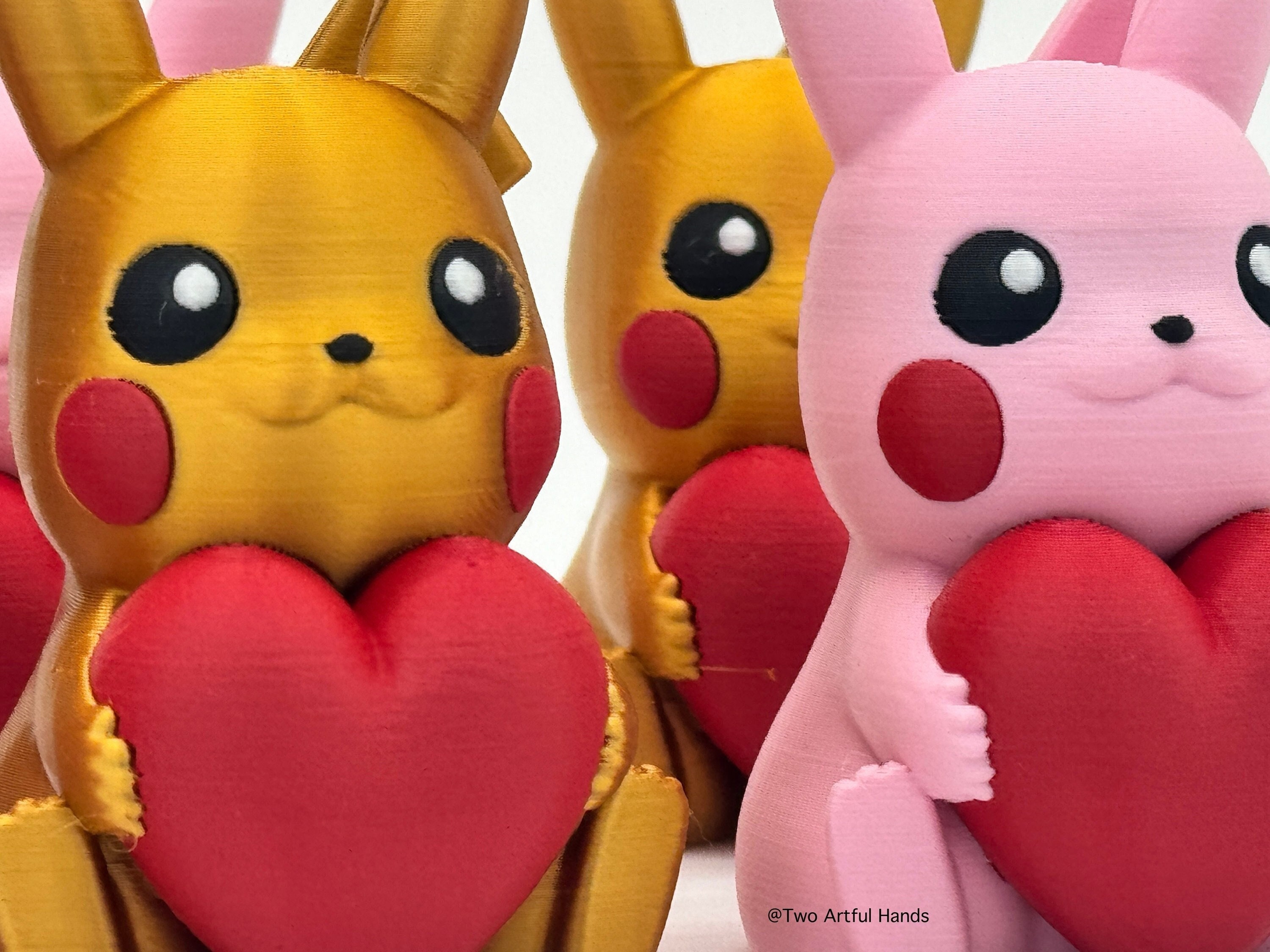 Pokemon Pikachu 3D Printed 3 Anime Toy Fidget Desk Decor Pika Red Heart ...