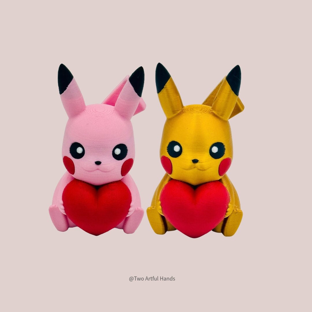 Pokemon Pikachu 3D Printed 3 Anime Toy Fidget Desk Decor Pika Red Heart ...
