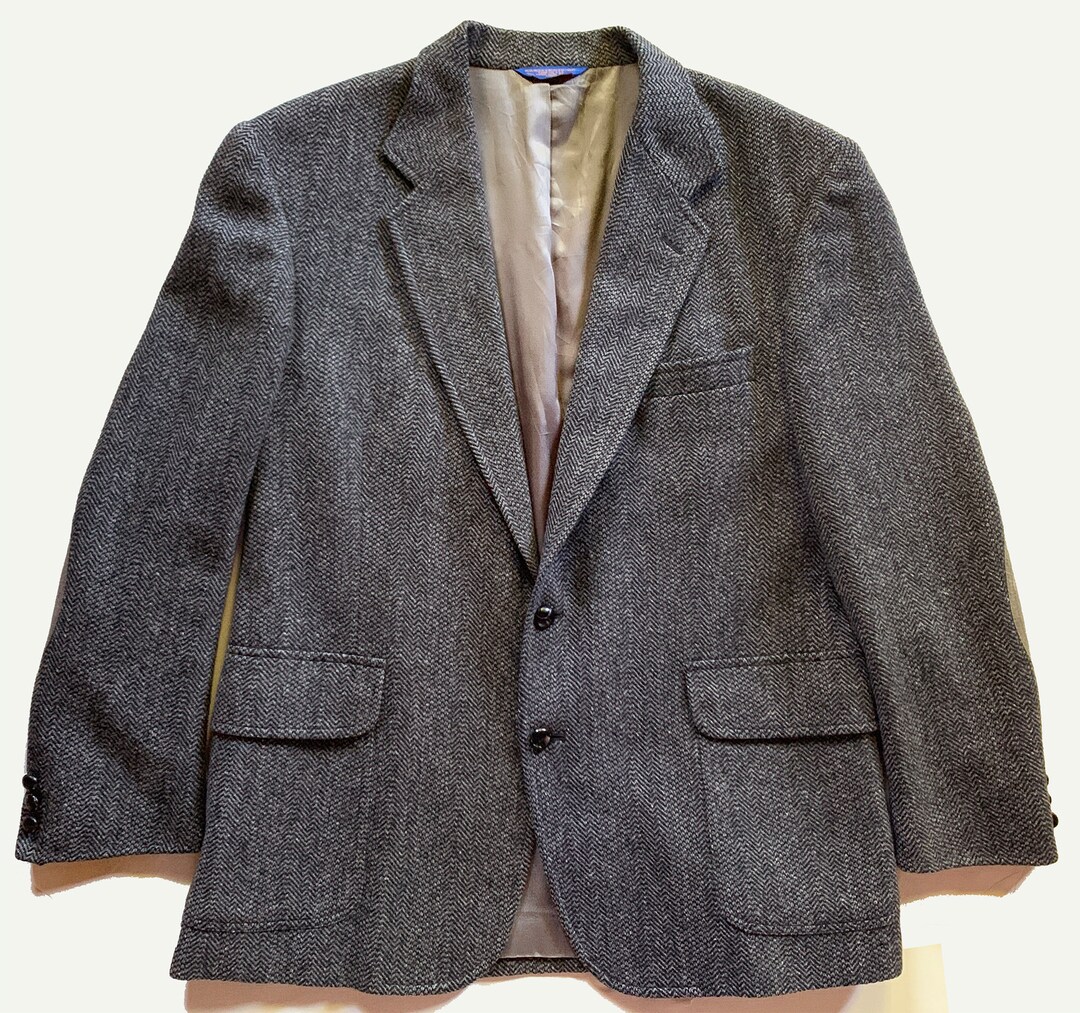 1980s Black Herringbone Pendleton Jacket Elbow Patches 44 - Etsy