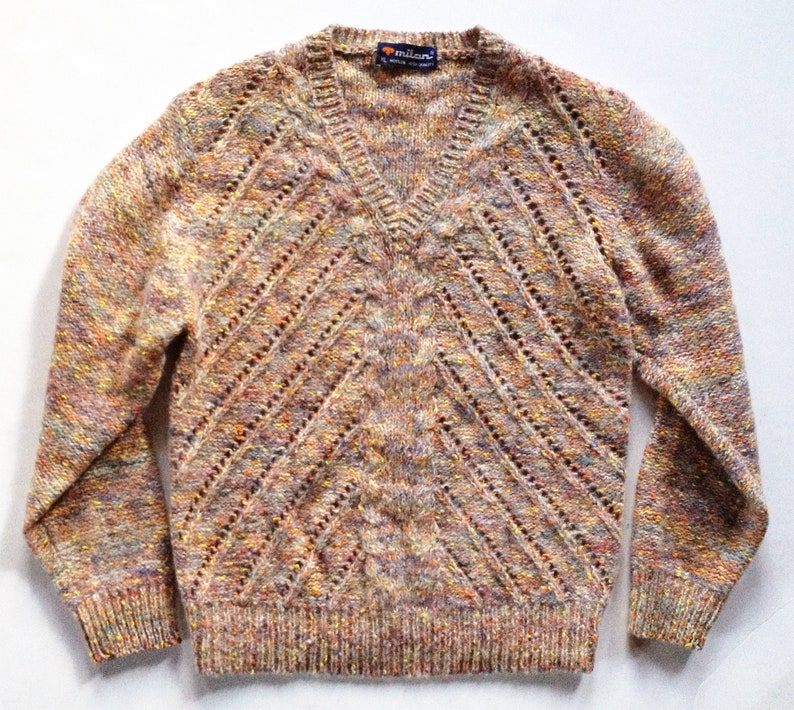 Vintage Warm Tones Wool Novelty Knit Variegated Yarn Sweater Italy - Etsy