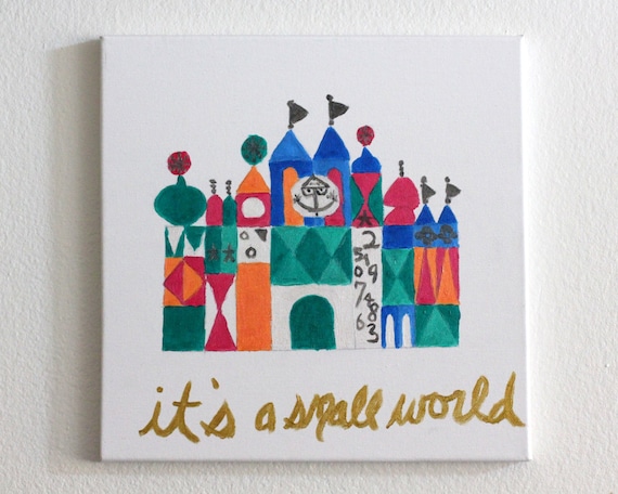 Items similar to 12x12 It's a small world canvas painting on Etsy