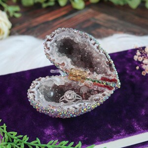 Unique Proposal Ring Box - One of a Kind Rhinestone Covered Geode ...
