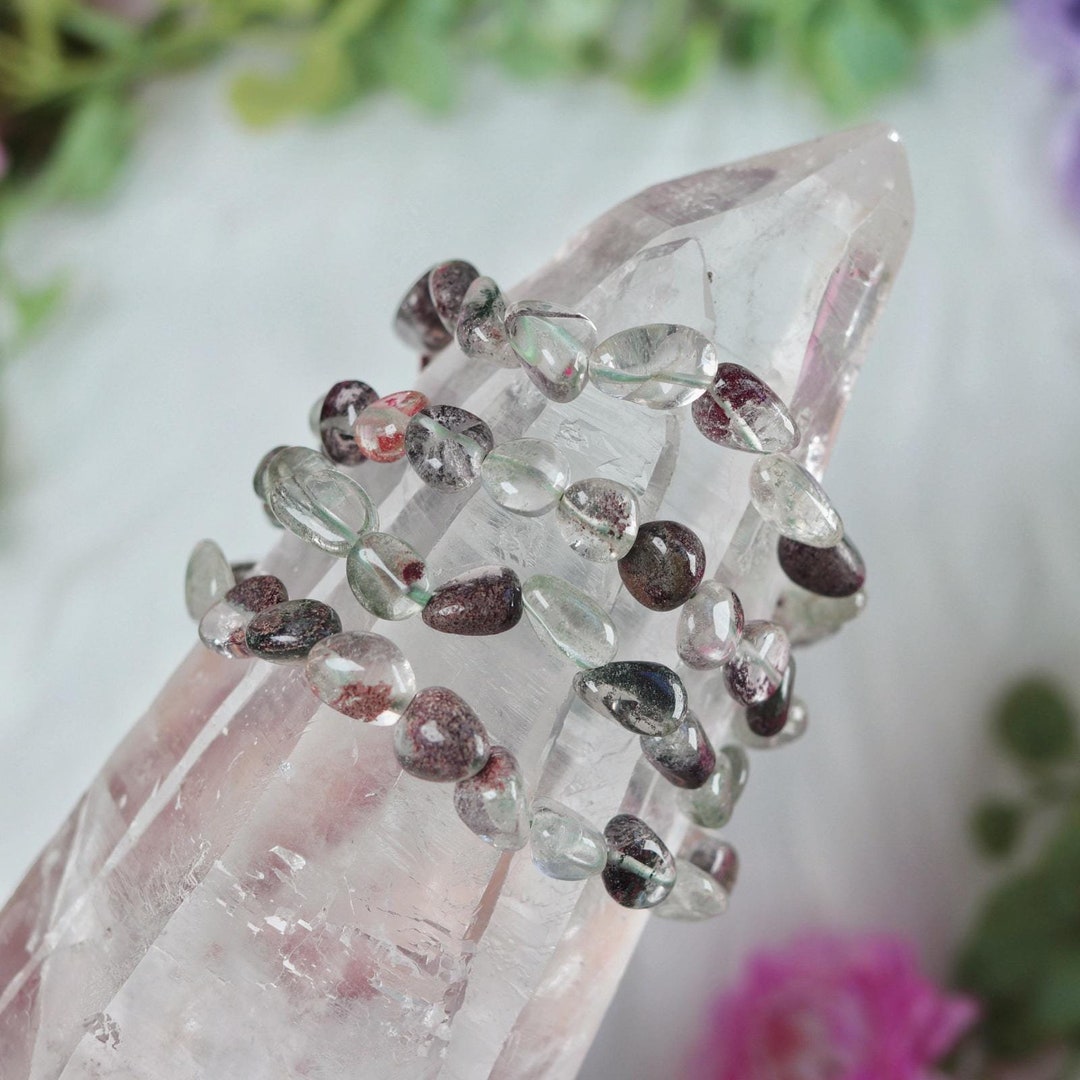 Phantom Quartz Gemstone Crystal Bracelet for Manifesting, Spiritual ...