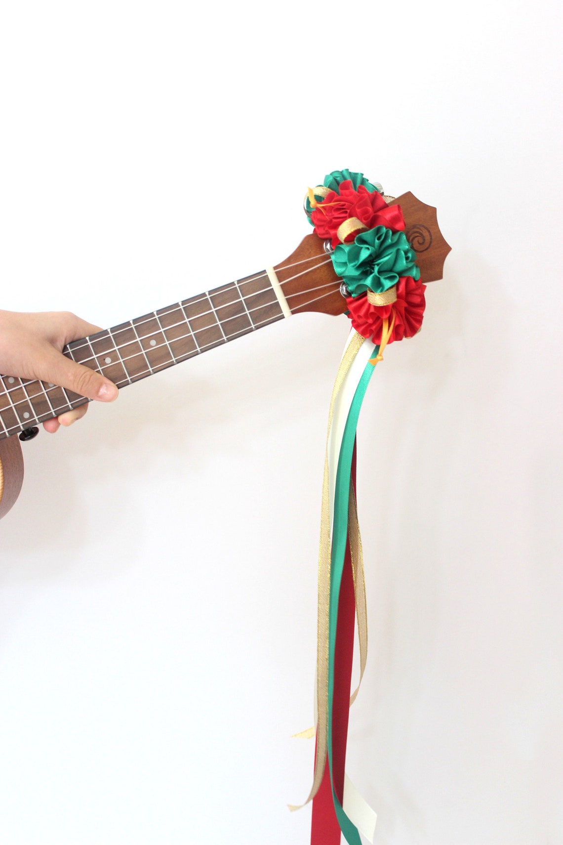Christmas Uke Lei / Hanging Ribbon Green, Ukulele Accessories, Ukulele ...