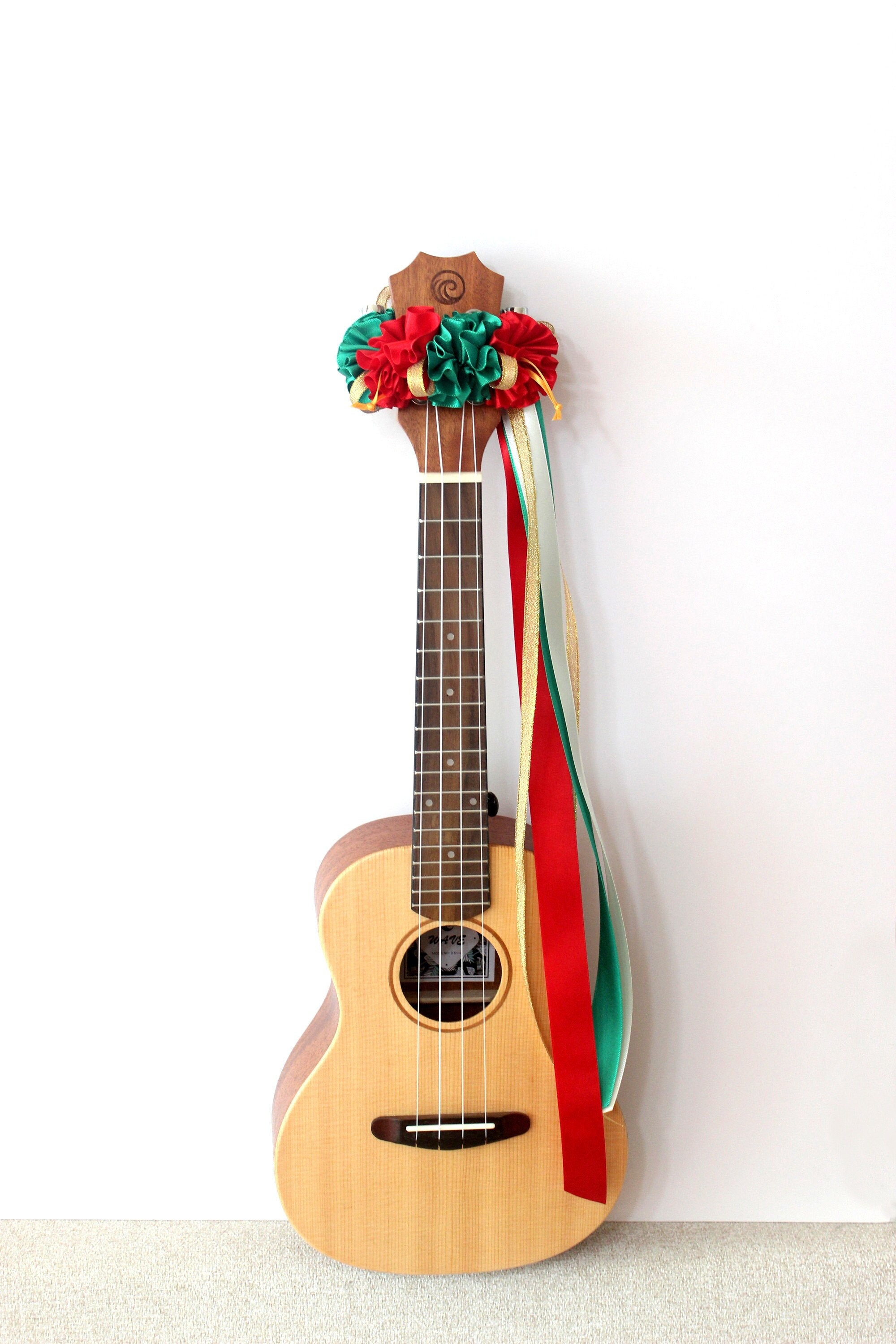 Christmas Uke Lei / Hanging Ribbon Green, Ukulele Accessories, Ukulele ...