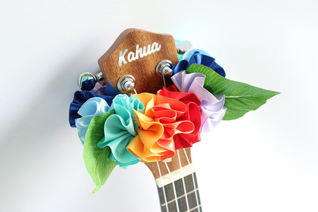Ukulele Lei / Rainbow Hibiscus, Ukulele Gifts, Ribbon Leis, Hawaiian ...