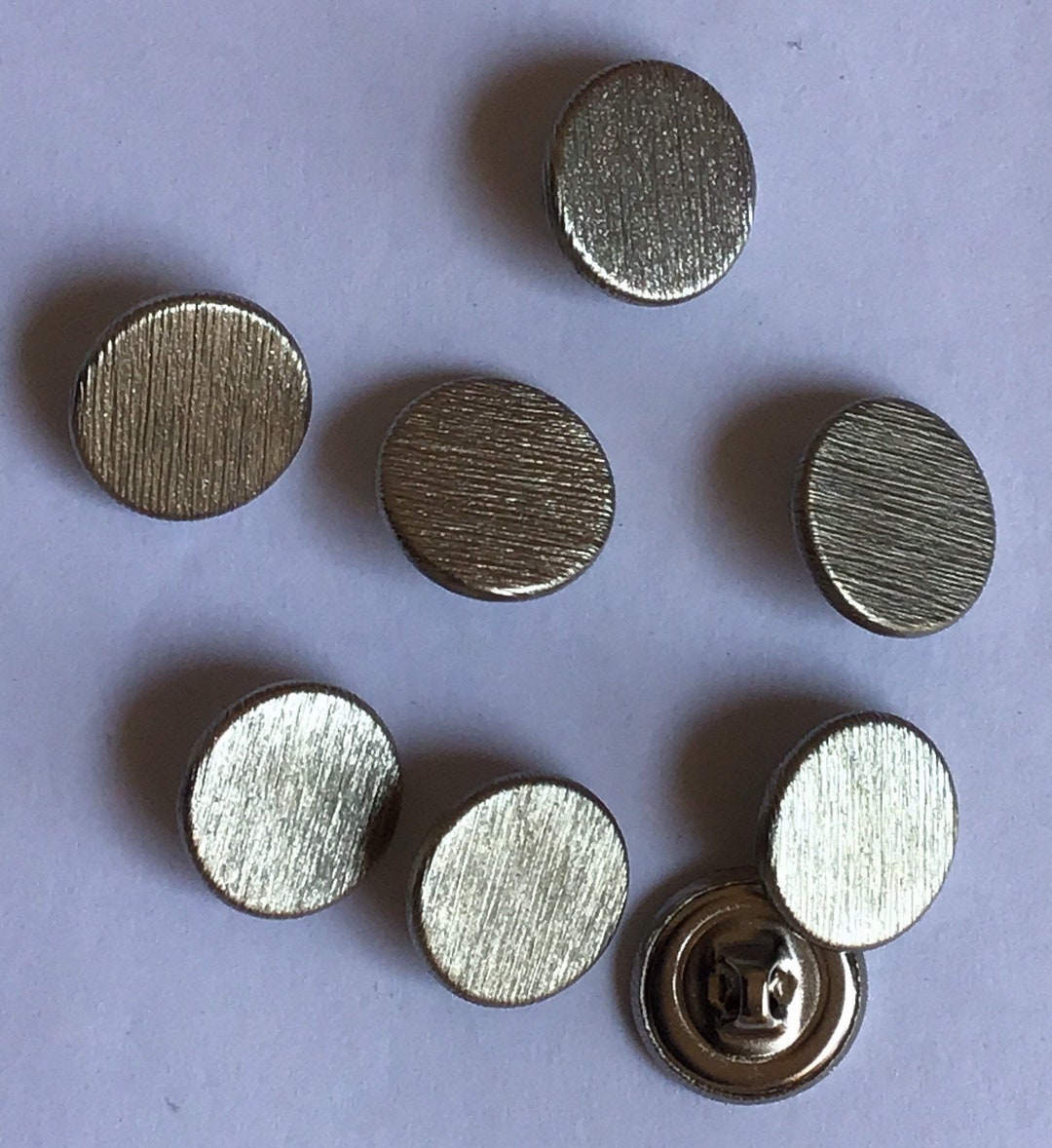 Lot of 8 15mm Silver Plated Metal Button, Sewing, Crafts, Scrapbook ...