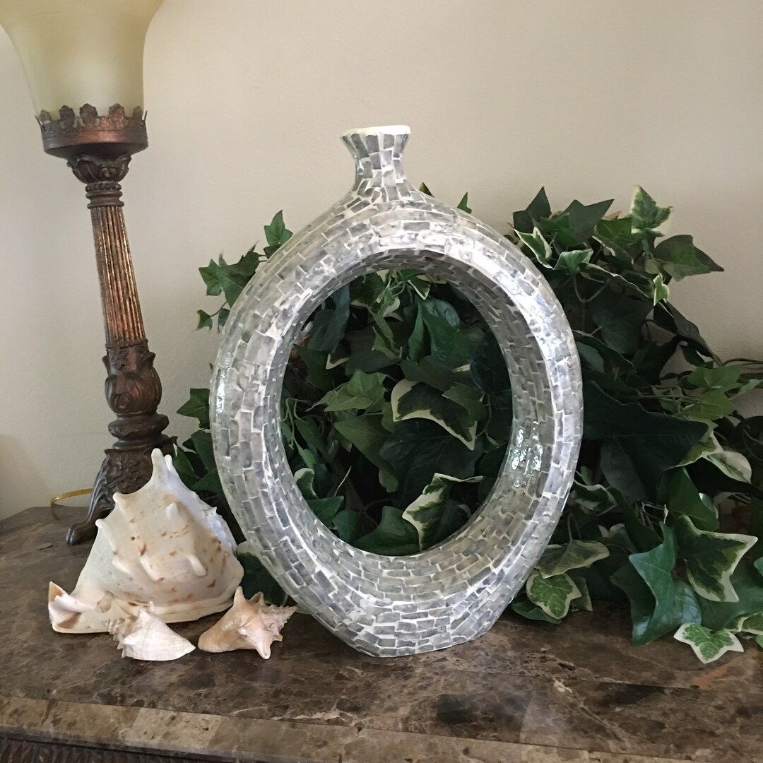 Mother of Pearl Vase , Handmade Large Mother of Pearl Decor Vase Sliver ...