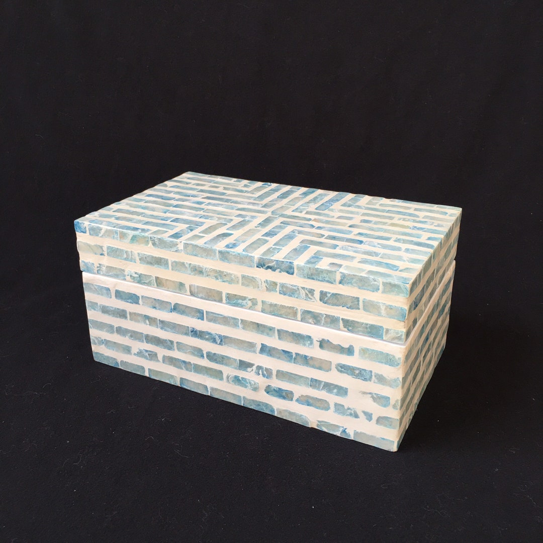 Mother of the Pearl Jewelry Box Blue / Handmade Mother of the Pearl ...