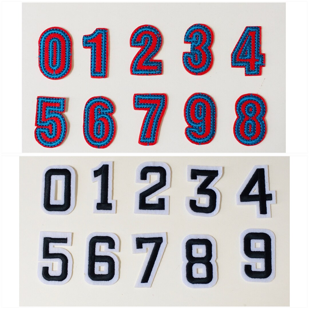 10 Number Patch Iron on Sew on Red / Black Embroidered Patches for Hat ...