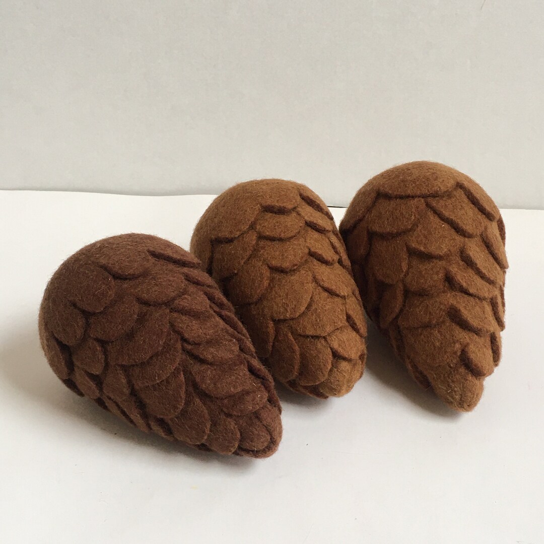 3 Pcs Large Felt Pine Cone 5 Inch Handmade Brown Felt Pine Cone for ...