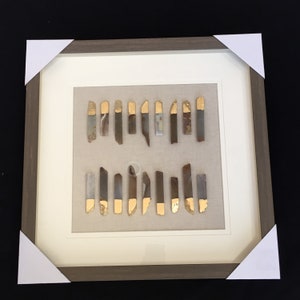 Gold Plated Agate Framed Agate Shadow Box Wall Art XL Under Glass ...