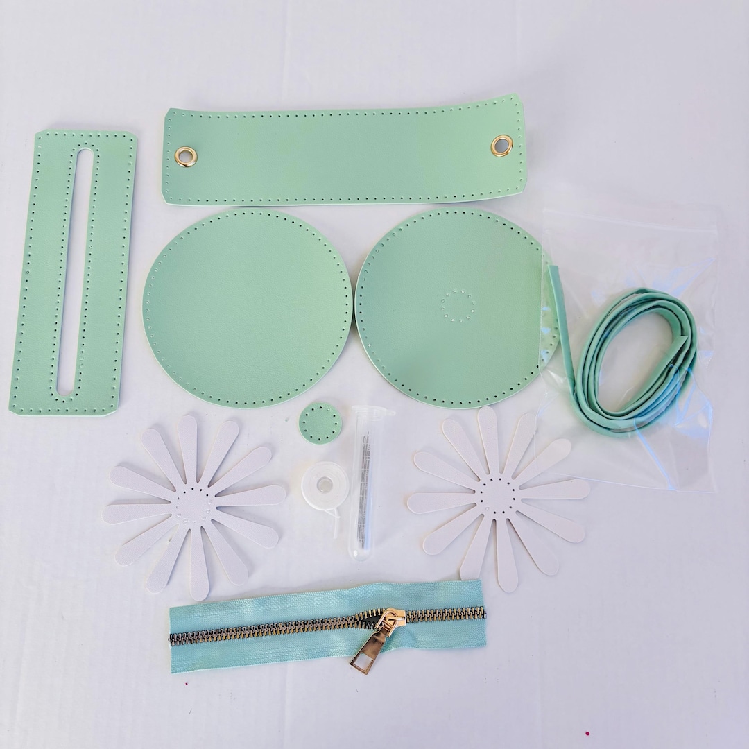 DIY Leather Purses Kit Baby Green 4.75" , Make Your Own Fraud Leather ...