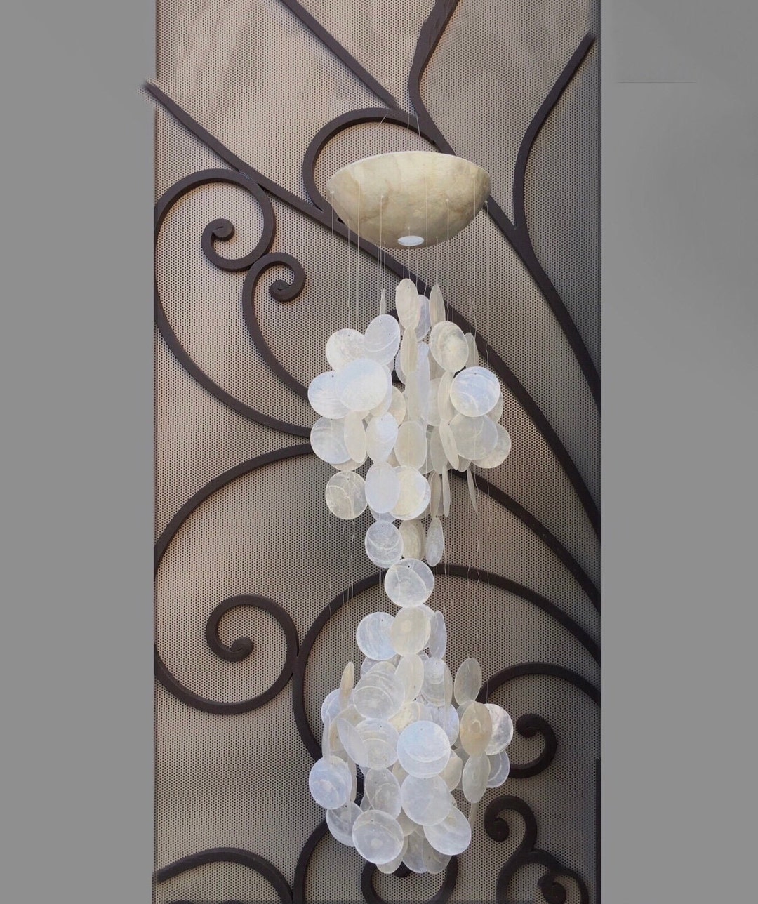 Seashell Wind Chime 26" X 6" X 6" Beige Capiz Coastal Wind Chime ...