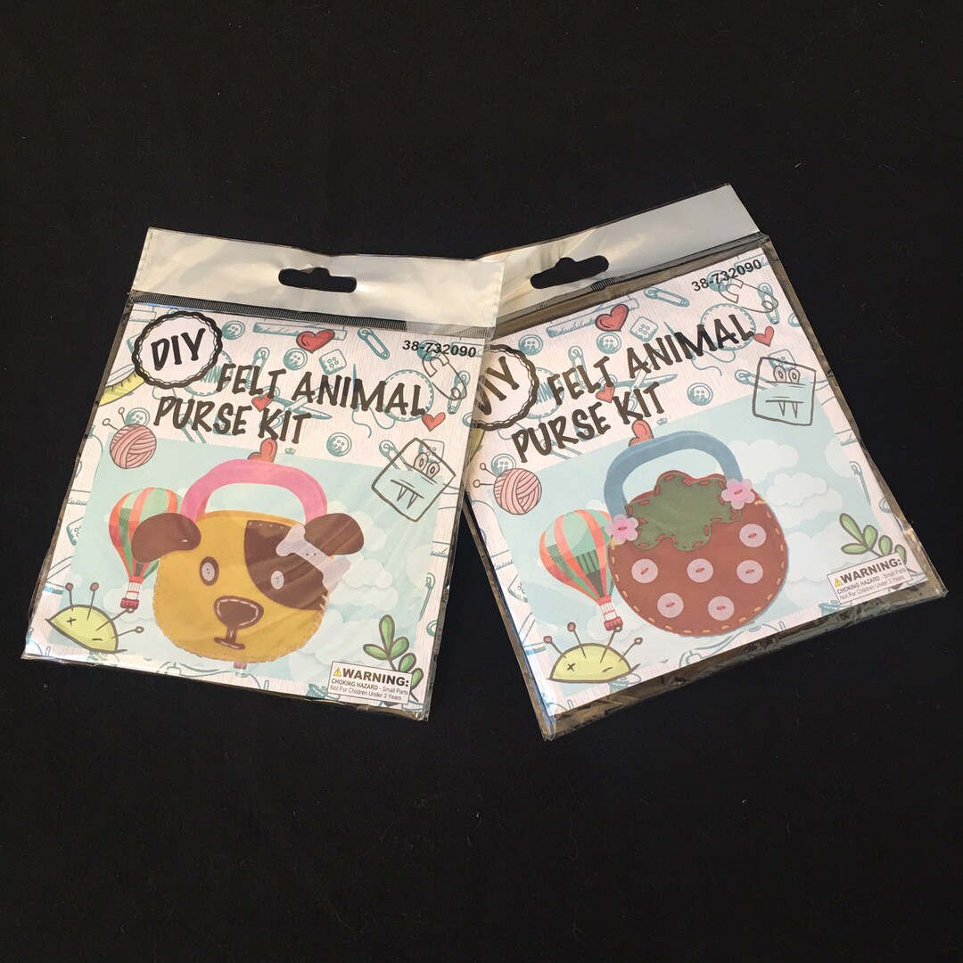 Set of 2 Felt Animal Purse Kit Strawberry Purse Kit and Puppy Purse Kit ...