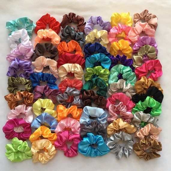 50 Scrunchies Colorful Scrunchie Silk Large Scrunchie 50 Different Color Scrunchie Best Gifts for Long Hair Color Radom F 30 Etsy