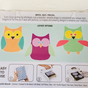 Sizzix Fabric-cutting Die , Owl Shape Large Die Charm Pack Friendly D ...