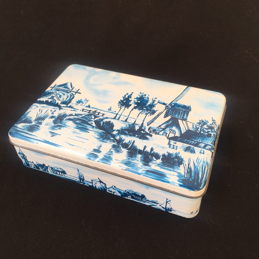 Vintage Rosenberg 1995 Delft Butter Biscuits Tin Box ( 7" X4.75" X 1.75 ...