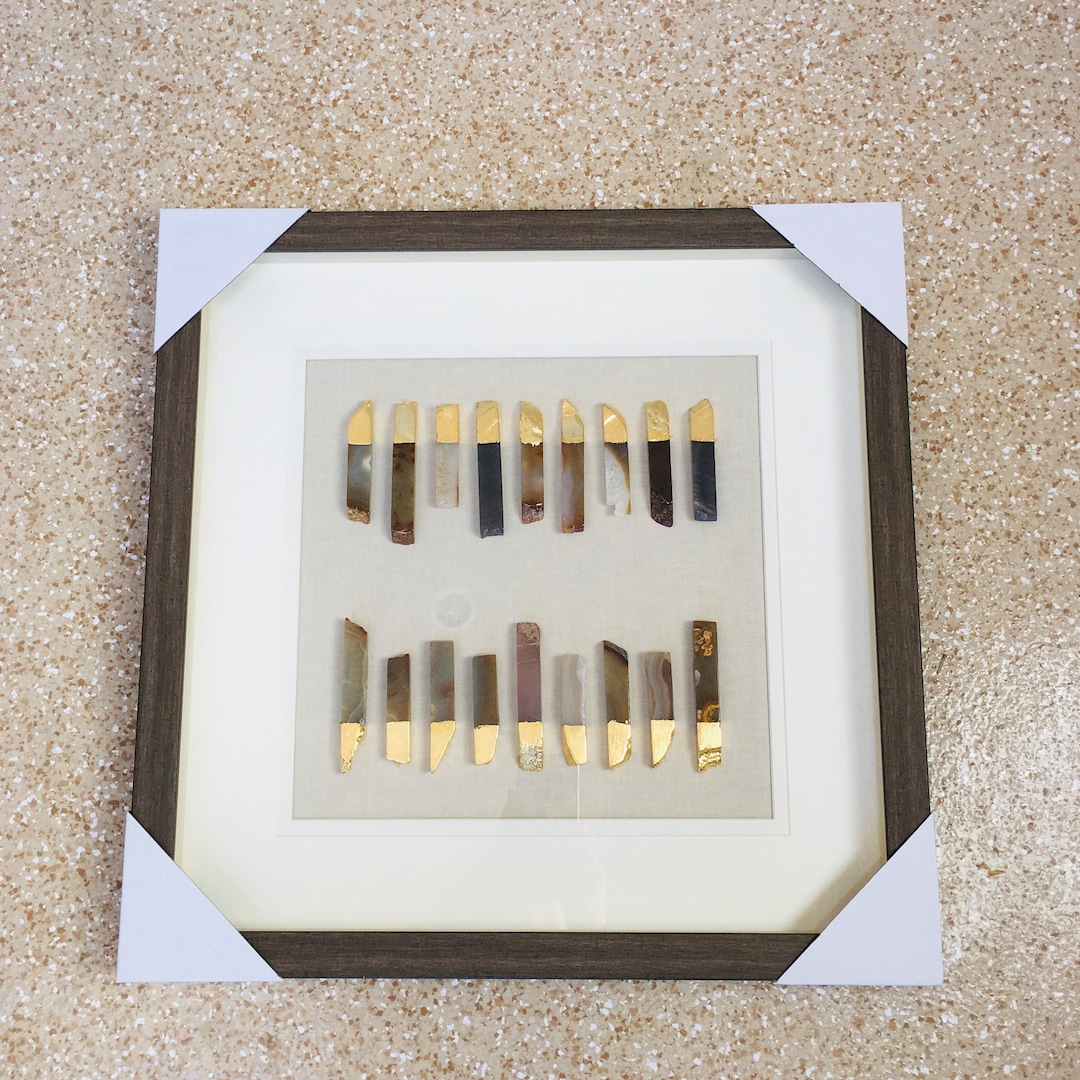Agate Framed Agate Shadow Box Wall Art Gold Plated Shadow Box ...