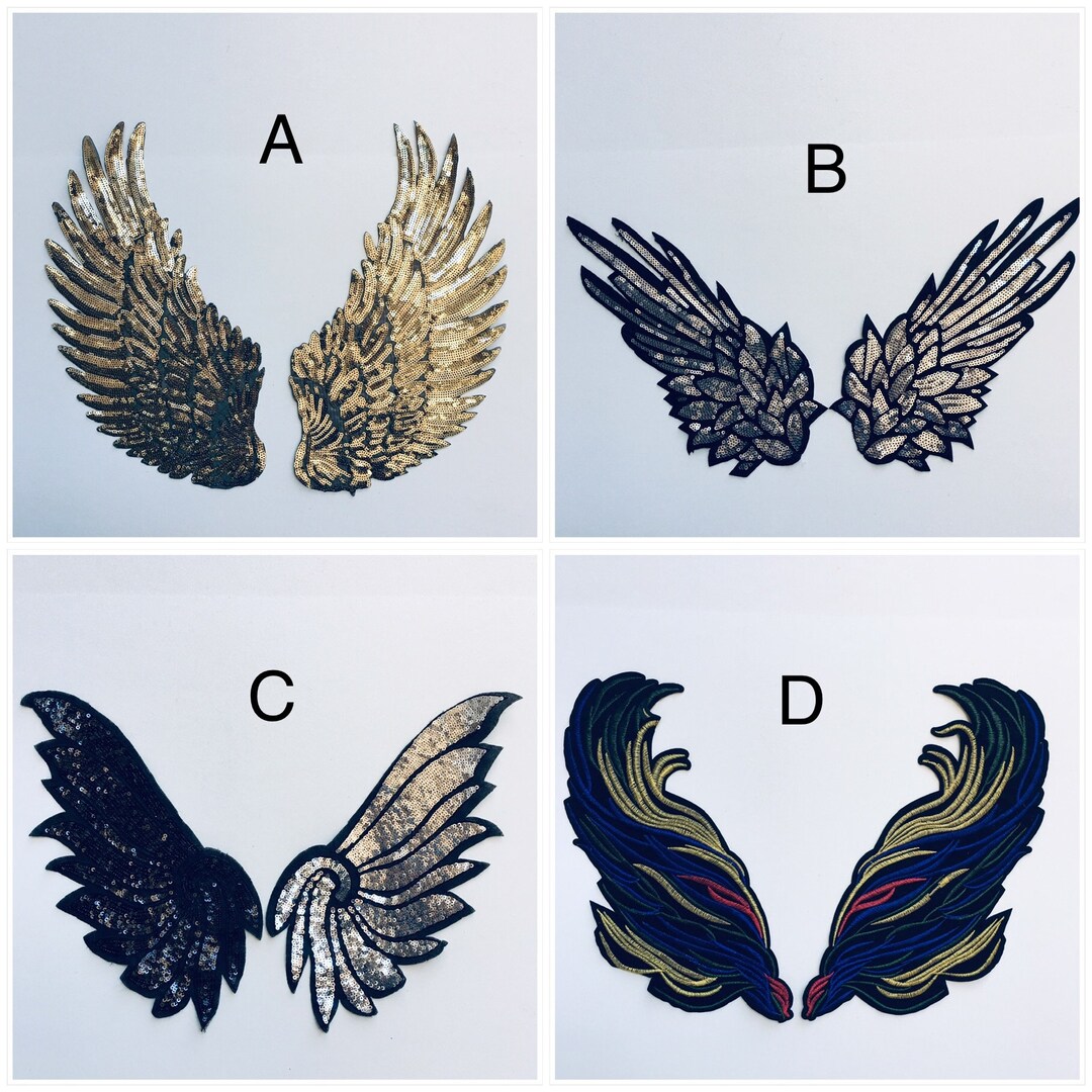Large Angel Wing Patch , 4 Different Patterns Sequin / Embroider Angel ...