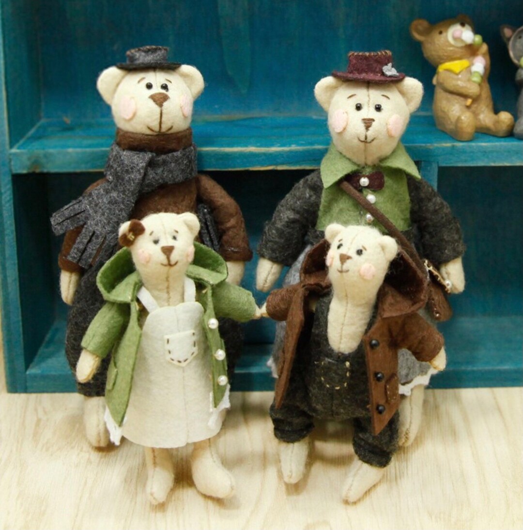 Bear Felt DIY Bear Family Set of 4 DIY Felt / Father , Mother , Son and ...
