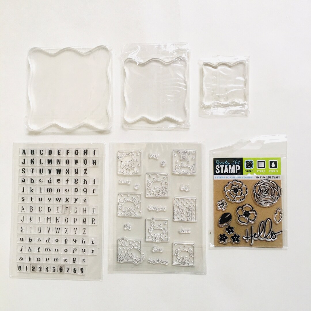 3 Clear Acrylic Stamp Block Set + 1 Alphabet Stamps Set + 1 Koala ...