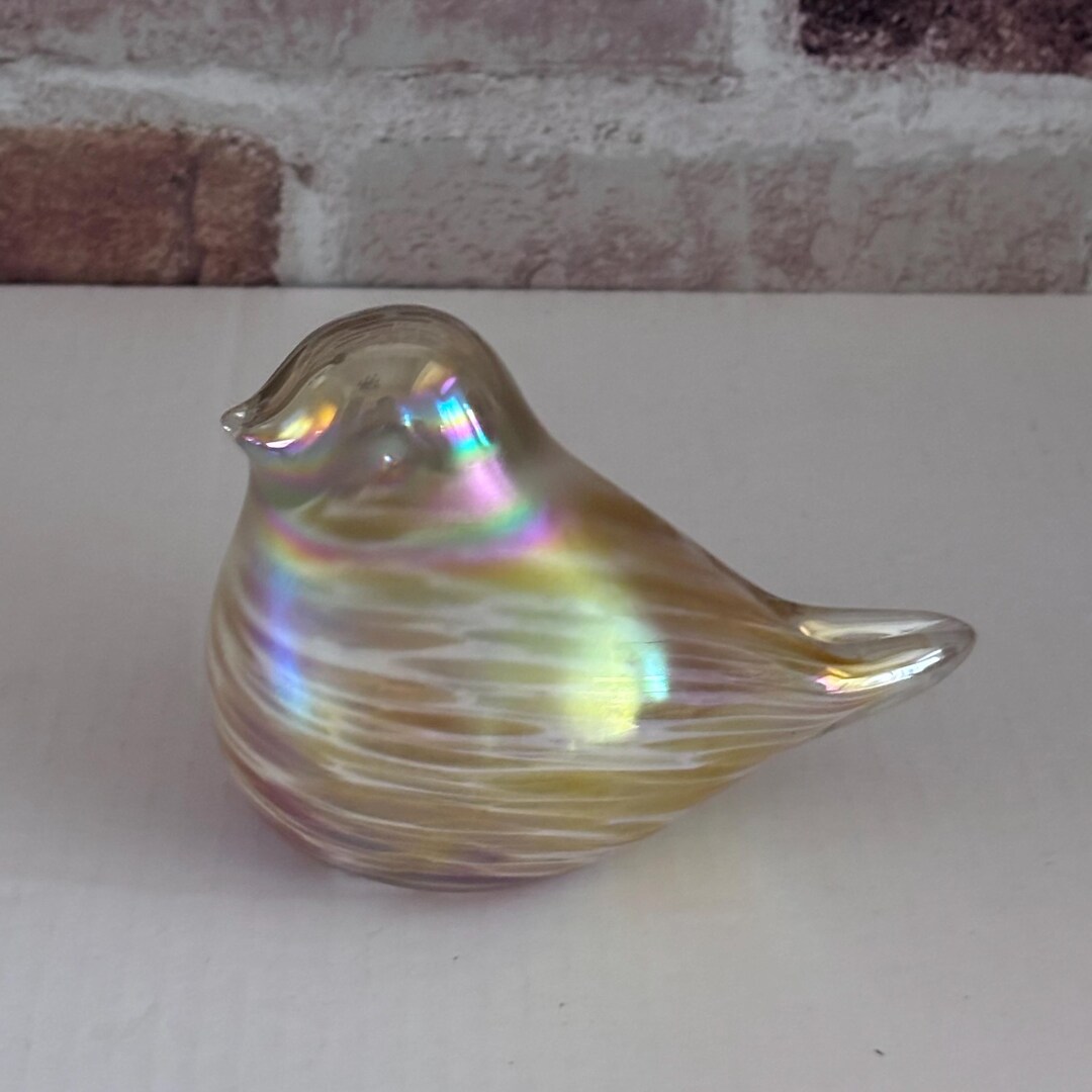 Handmade Glass Art Bird Paperweight Desk Top Decoration Gold Tall ( 5 ...