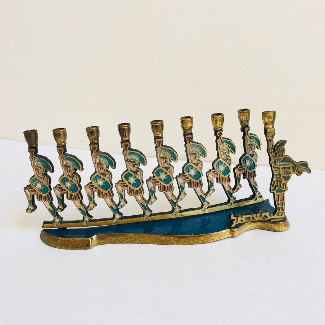 Vintage Brass Warrior Maccabbe Army Menorah the Light of Freedom Hand ...