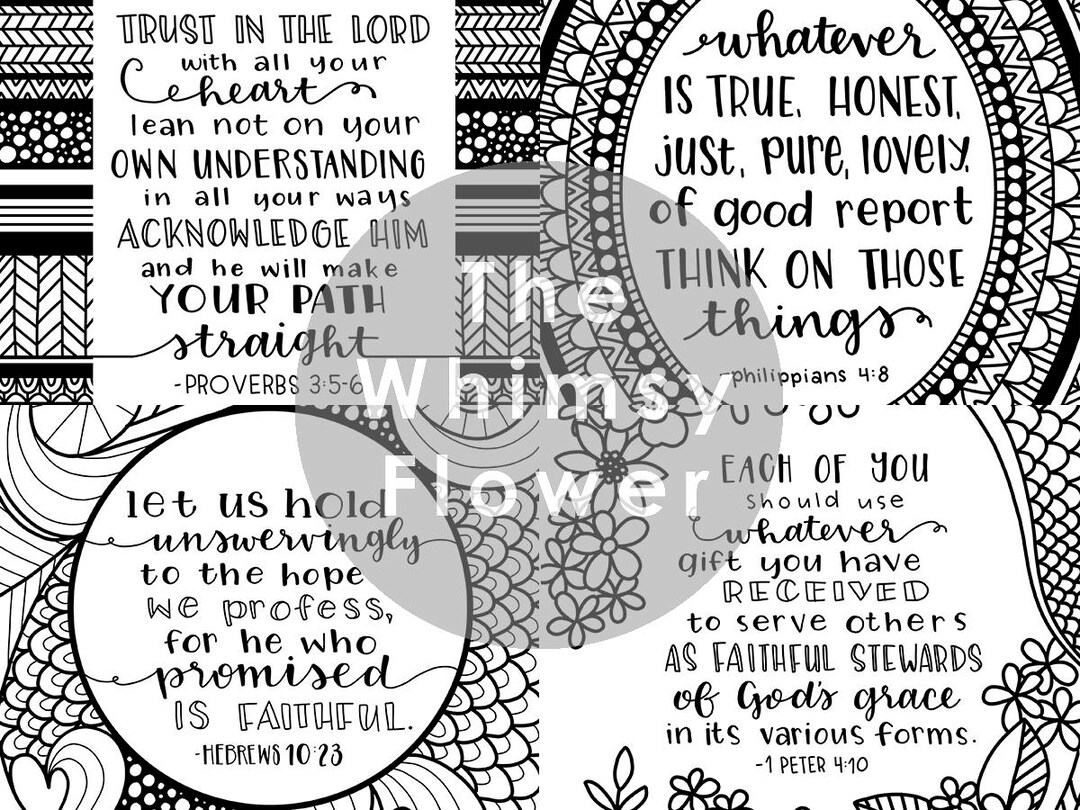 4 Bible Verses- Colouring Pages (instant Download PDF) - Etsy