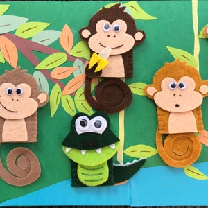 Five Little Monkeys Finger Puppet Set / Five Cheeky Monkeys - Etsy