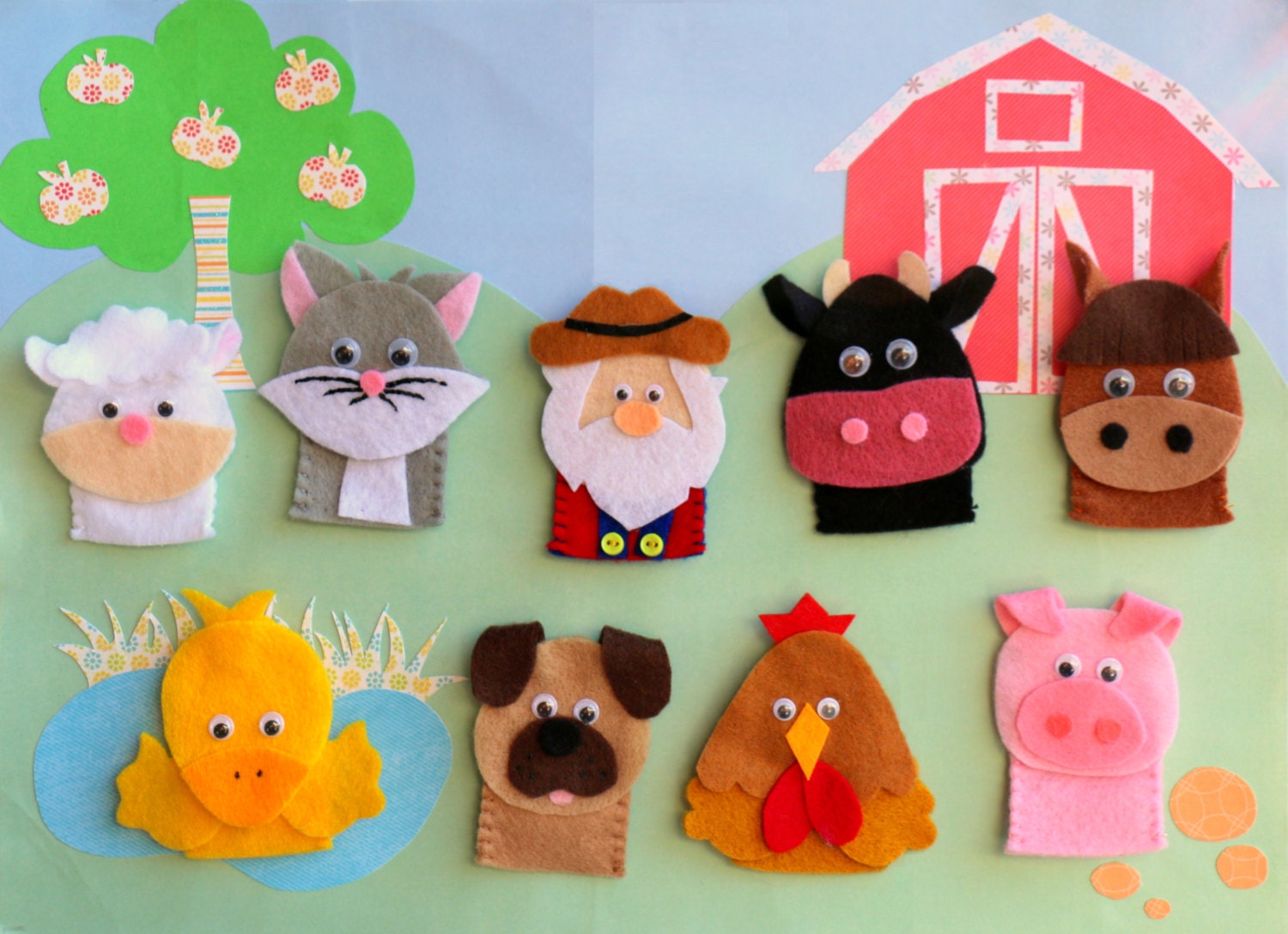 Old MacDonald Farm Finger Puppet Set | Etsy