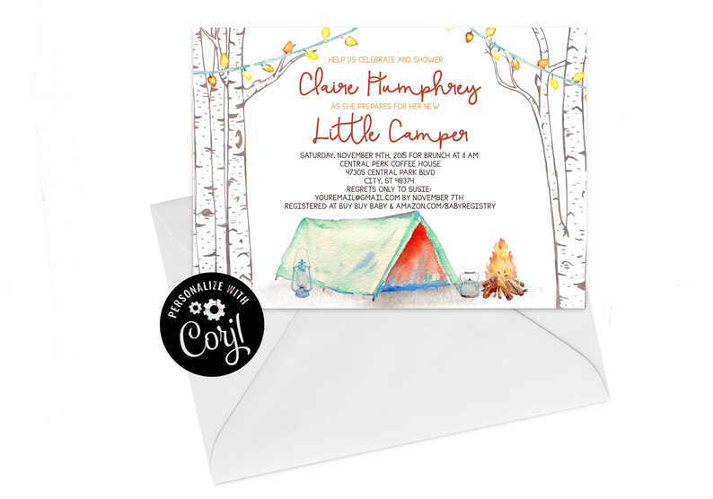 Camping Invitation Baby Shower Tent Little Camper Theme // - Etsy