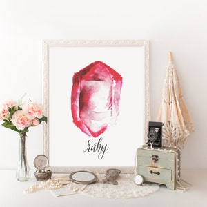 Ruby July Birthstone Printable Art // Handlettered Modern - Etsy