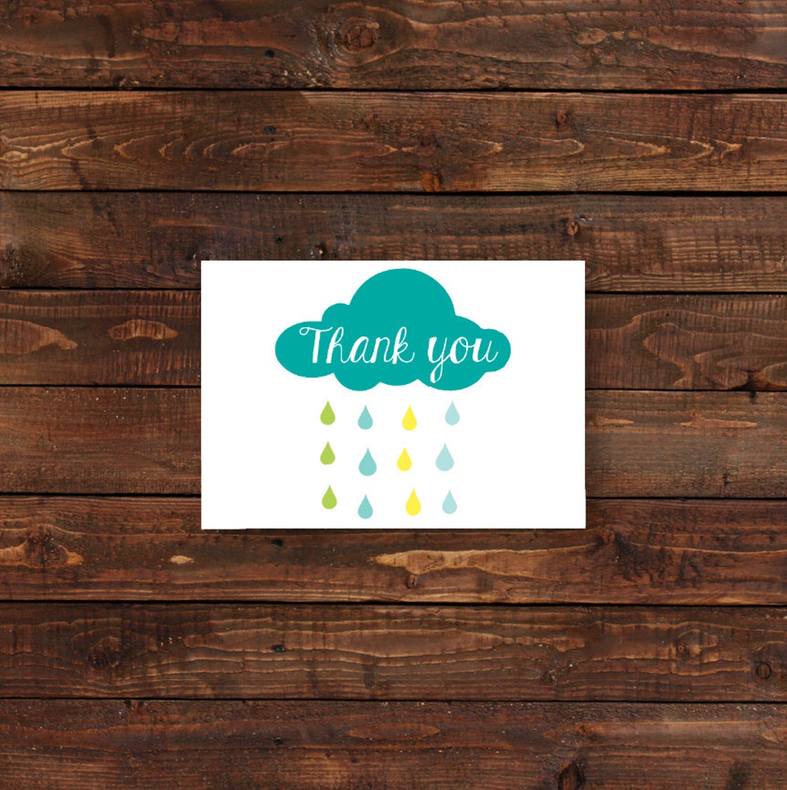 Drip Drop Raindrops Thank You Card Folded Card Instant - Etsy